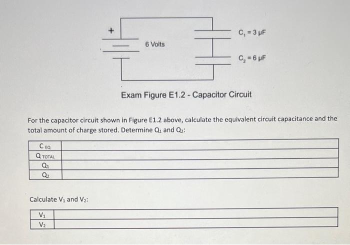 Solved Exam Figure E1.2 - Capacitor Circuit For the | Chegg.com