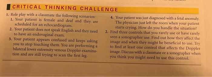 Solved CRITICAL THINKING CHALLENGE 1. Role play with a | Chegg.com
