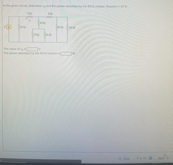 Solved In the given circuit, determine vx and the power | Chegg.com