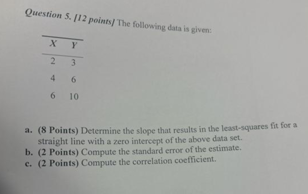 Solved Question 5. /12 points/ The following data is | Chegg.com Solved Question 5. /12 points/ The following data is | Chegg.com