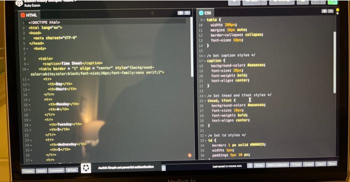 Solved how do i fix my code for the table to add the grey to | Chegg.com