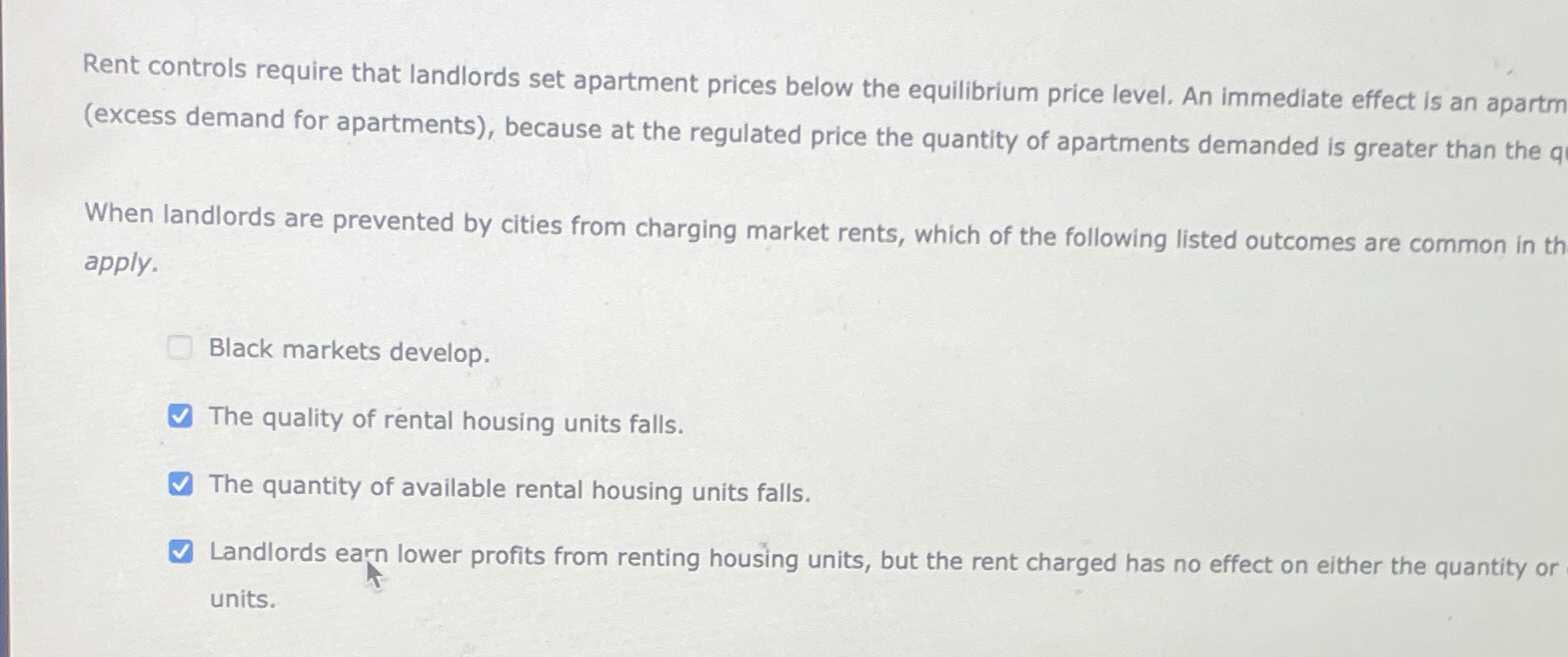 Solved Rent controls require that landlords set apartment | Chegg.com