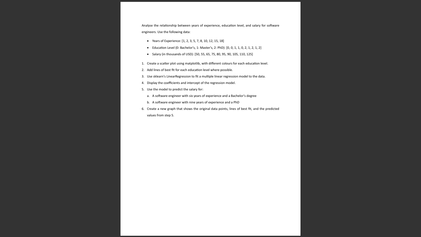 Solved python codeAnalyse the relationship between years of | Chegg.com