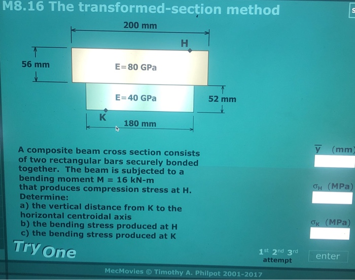 Solved M8.16 The transformed-section method 200 mm 0 mm 56 | Chegg.com