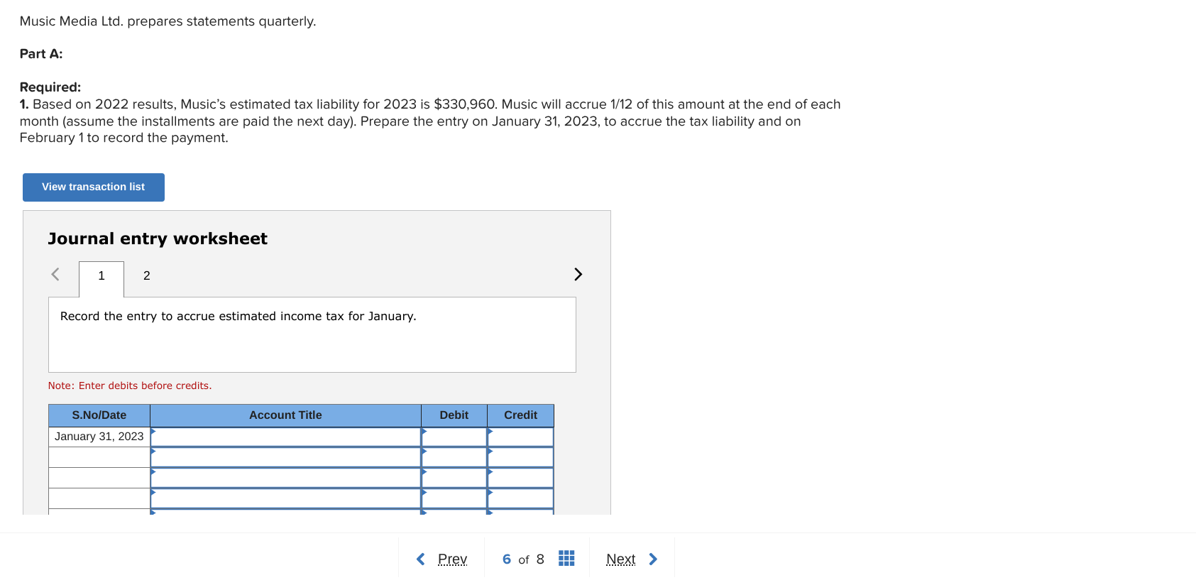 Solved Music Media Ltd. ﻿prepares statements quarterly.Part | Chegg.com