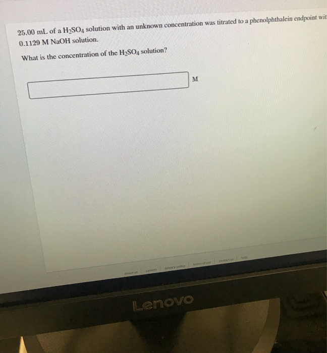 Solved 25.00 mL of a H2SO4 solution with an unknown | Chegg.com