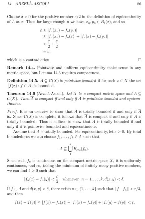 Solved Real Analysis (Arzelà-Ascoli): prove the following | Chegg.com