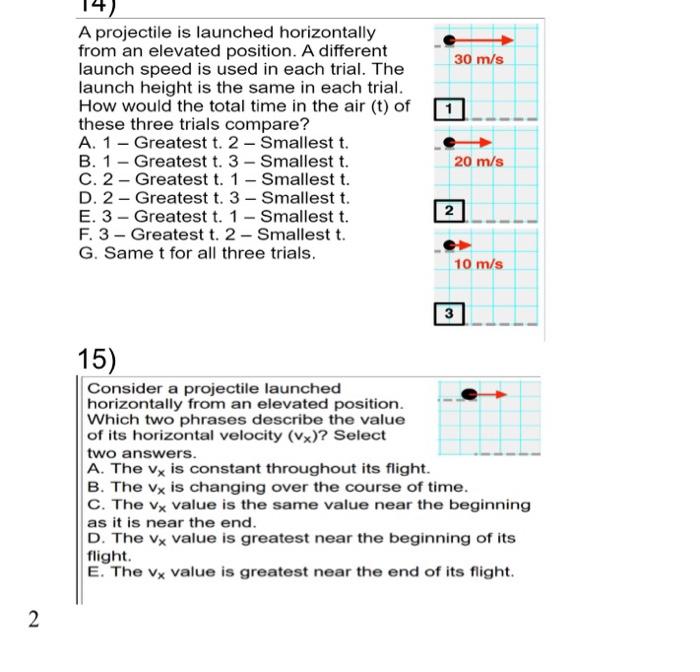 Solved A projectile is launched horizontally from an | Chegg.com