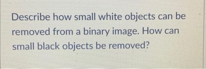 Solved Describe how small white objects can be removed from | Chegg.com