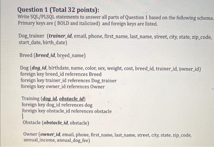 Solved Question 1 Total 32 Points Write Sqlplsql 