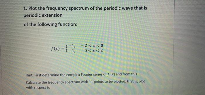 Solved Plot the frequency spectrum of the periodic wave that | Chegg.com