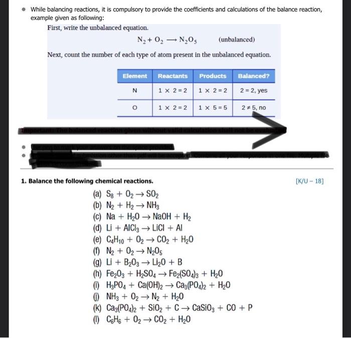 Solved While balancing reactions, it is compulsory to | Chegg.com