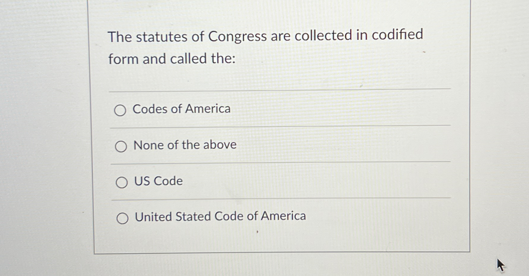 Solved The statutes of Congress are collected in codified | Chegg.com