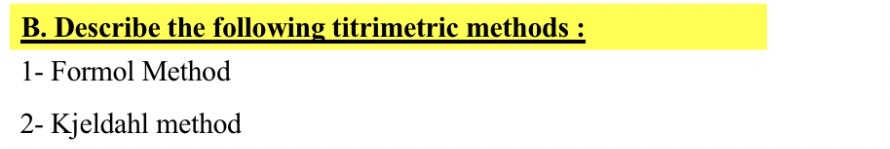Solved B. ﻿Describe the following titrimetric methods :1- | Chegg.com