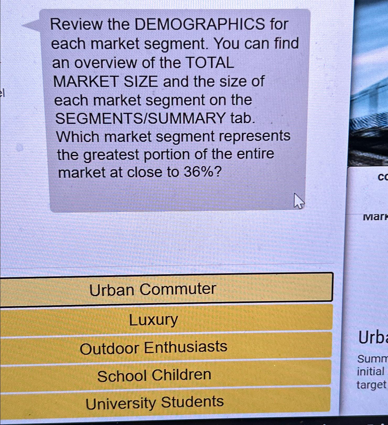 Solved Review the DEMOGRAPHICS for each market segment. You | Chegg.com