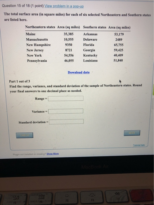 Solved Question 15 of 18 (1 point) View problem in a pop-up | Chegg.com