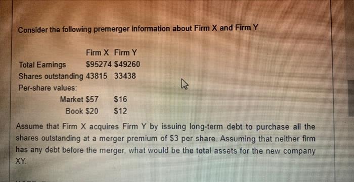 Solved Consider the following premerger information about | Chegg.com