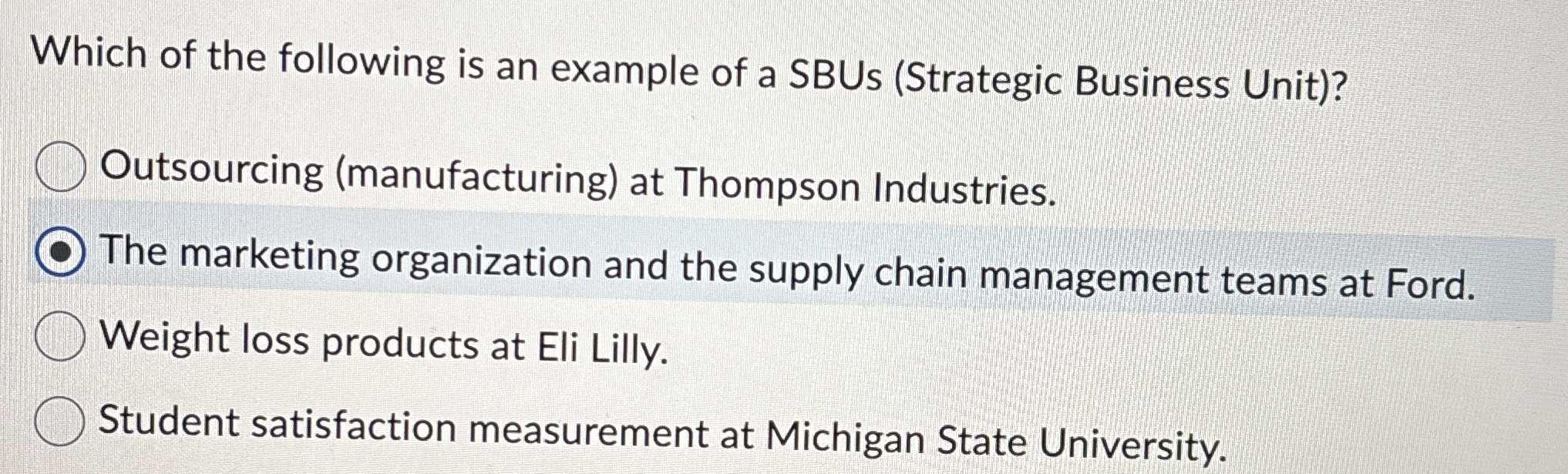 Solved Which of the following is an example of a SBUs | Chegg.com