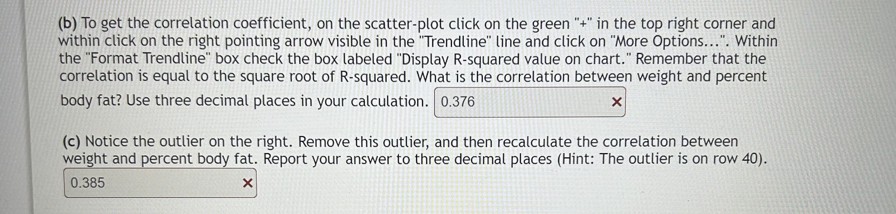 (b) ﻿To get the correlation coefficient, on the | Chegg.com
