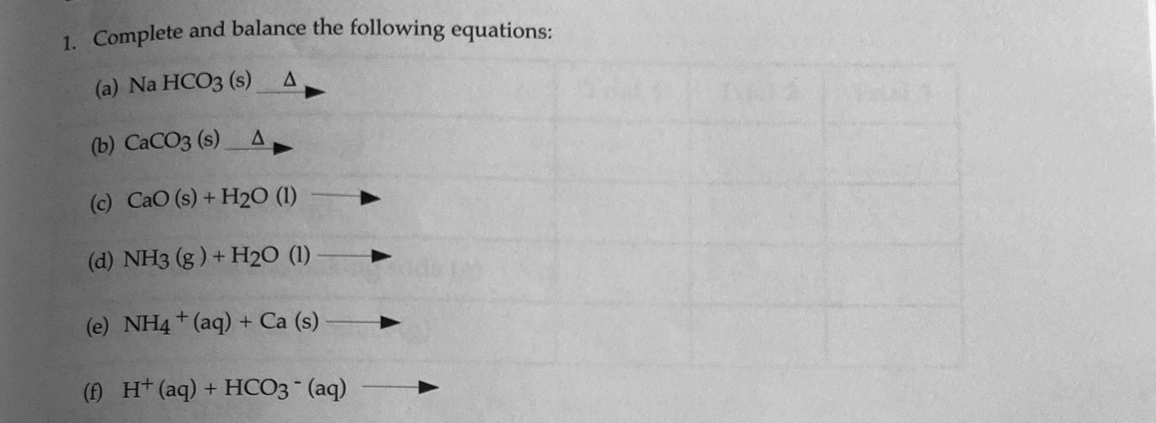 Solved Complete and balance the following equations:\\n(a) | Chegg.com