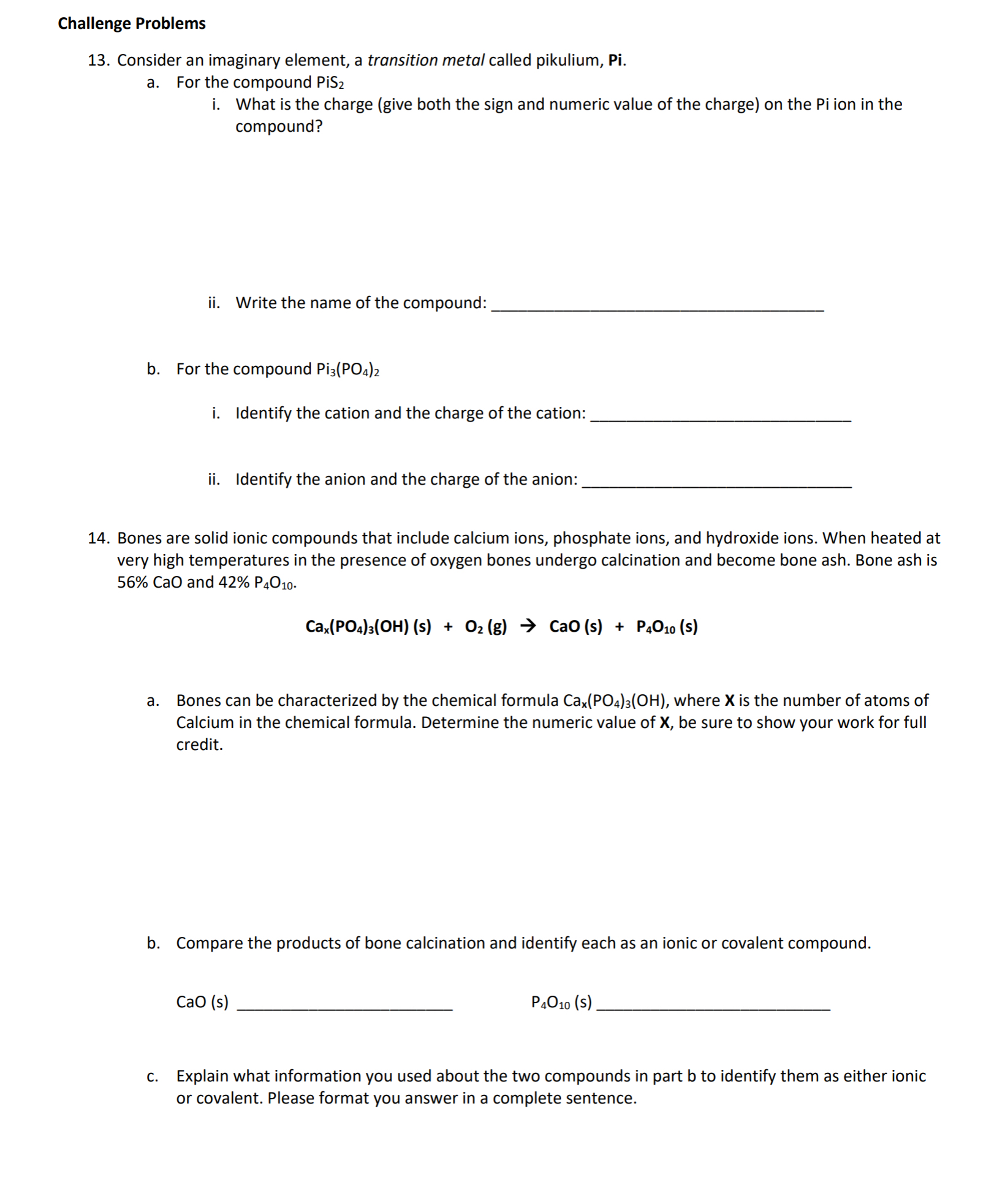 Solved Challenge Problems13. ﻿Consider an imaginary element, | Chegg.com