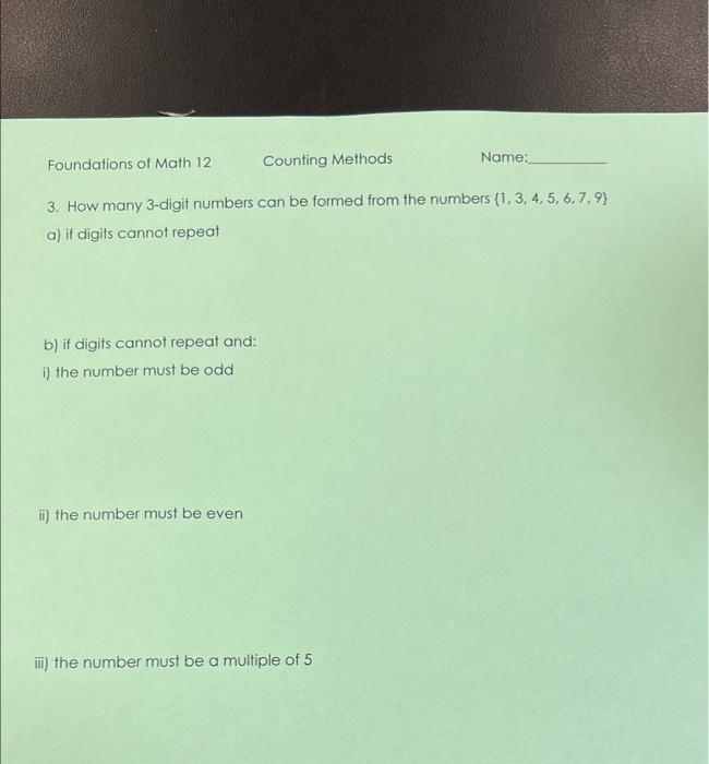 Solved 3. How many 3-digit numbers can be formed from the | Chegg.com