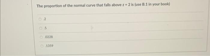 Solved The proportion of the normal curve that falls above | Chegg.com