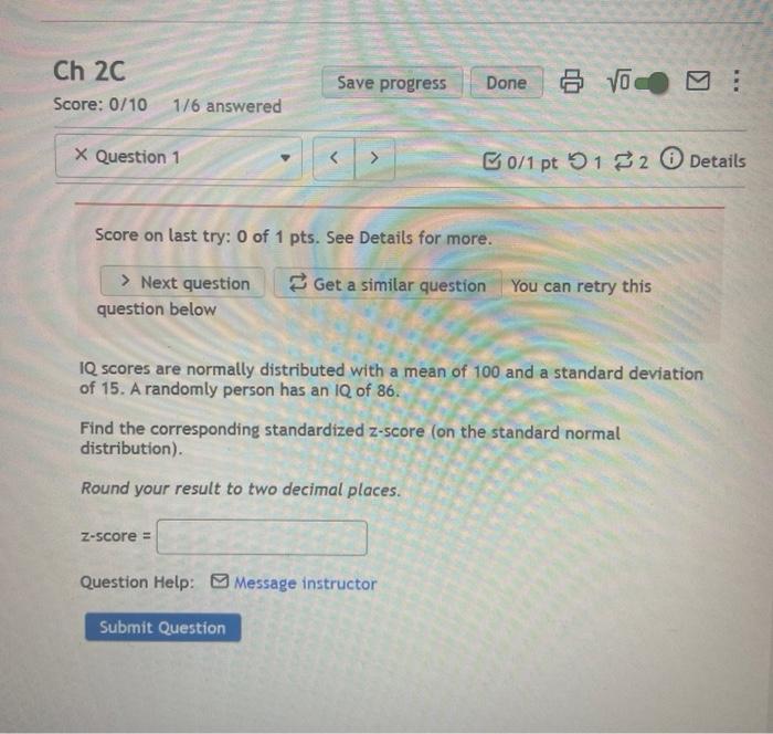 Solved Ch 2C Score: 0/10 Save progress Done 6 VOO 1/6 | Chegg.com