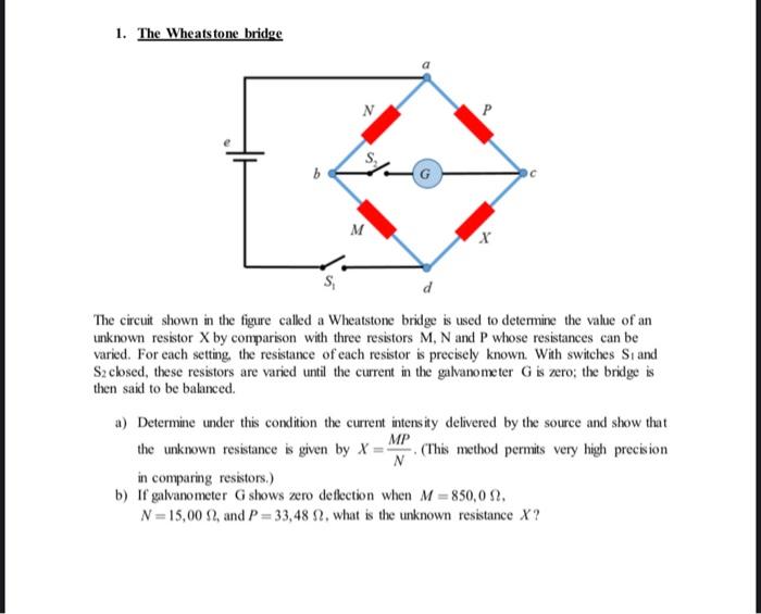Solved 1. The Wheatstone bridge The circuit shown in the | Chegg.com