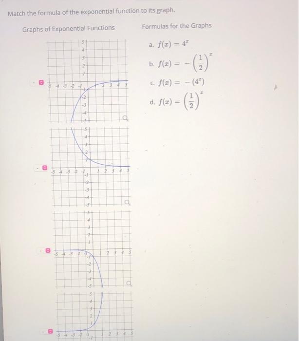 Solved Match the formula of the exponential function to its | Chegg.com