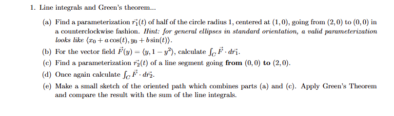 Solved (a) ﻿Find a parameterization ⃗r 1(t) ﻿of half of the | Chegg.com