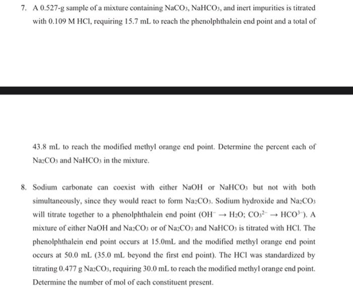 Solved 7. A 0.527-g sample of a mixture containing NaCO3, | Chegg.com