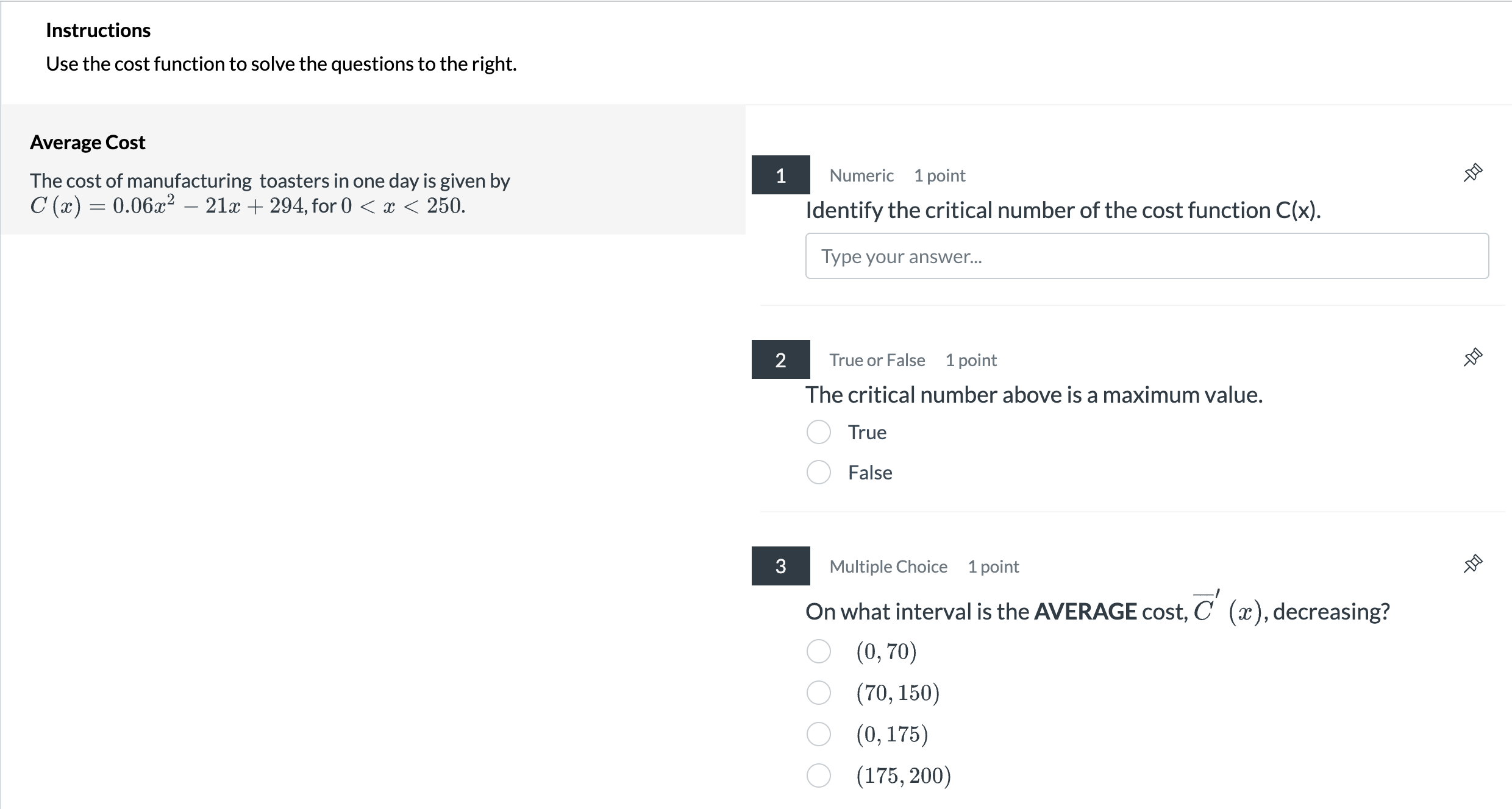 Solved by an EXPERT InstructionsUse the cost function to solve the | Chegg.com