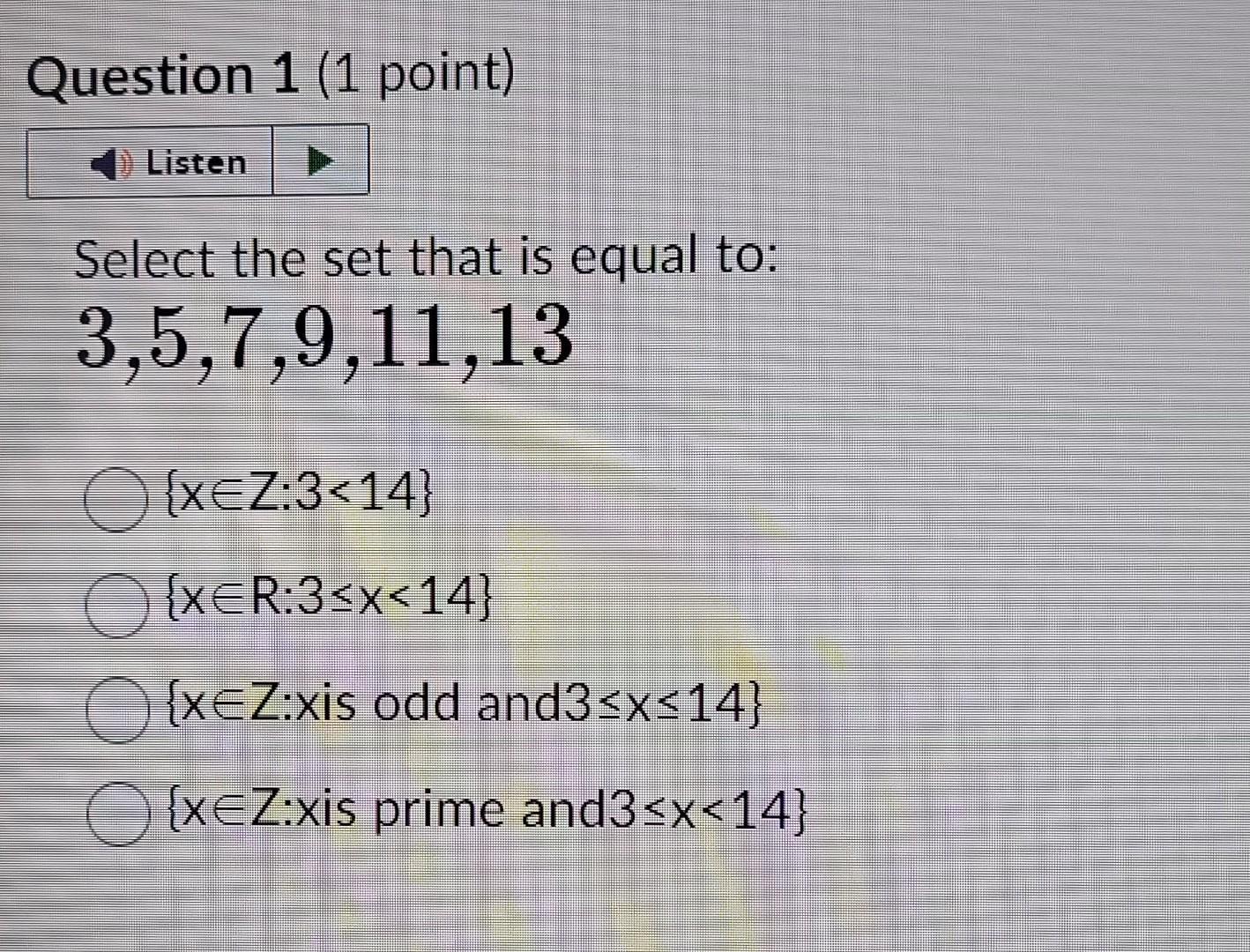 Solved Select the set that is equal to: | Chegg.com