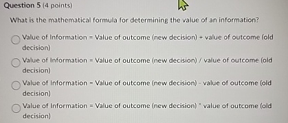 Solved Question 5 (4 ﻿points)What is the mathematical | Chegg.com