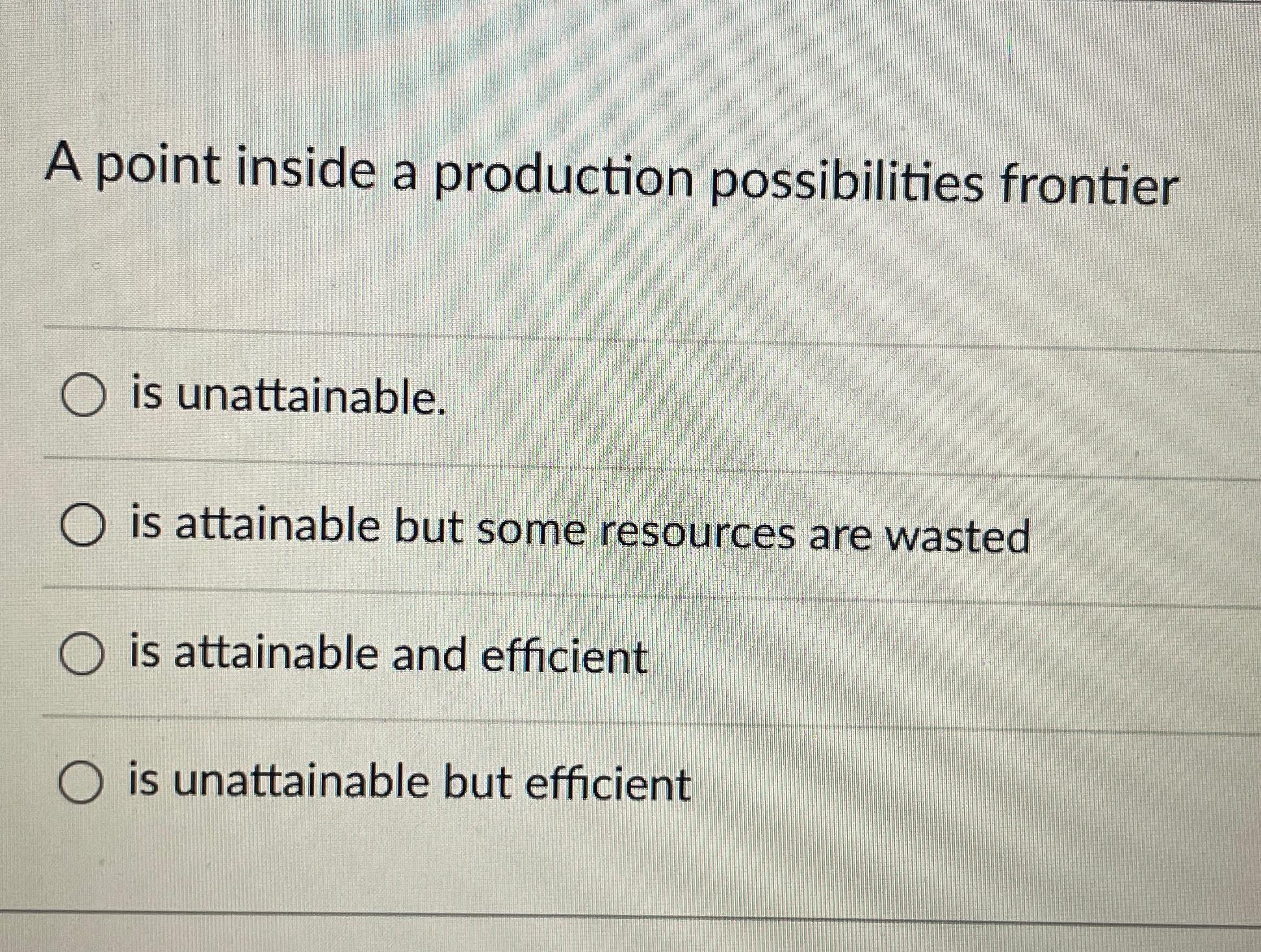 Solved A point inside a production possibilities frontieris | Chegg.com