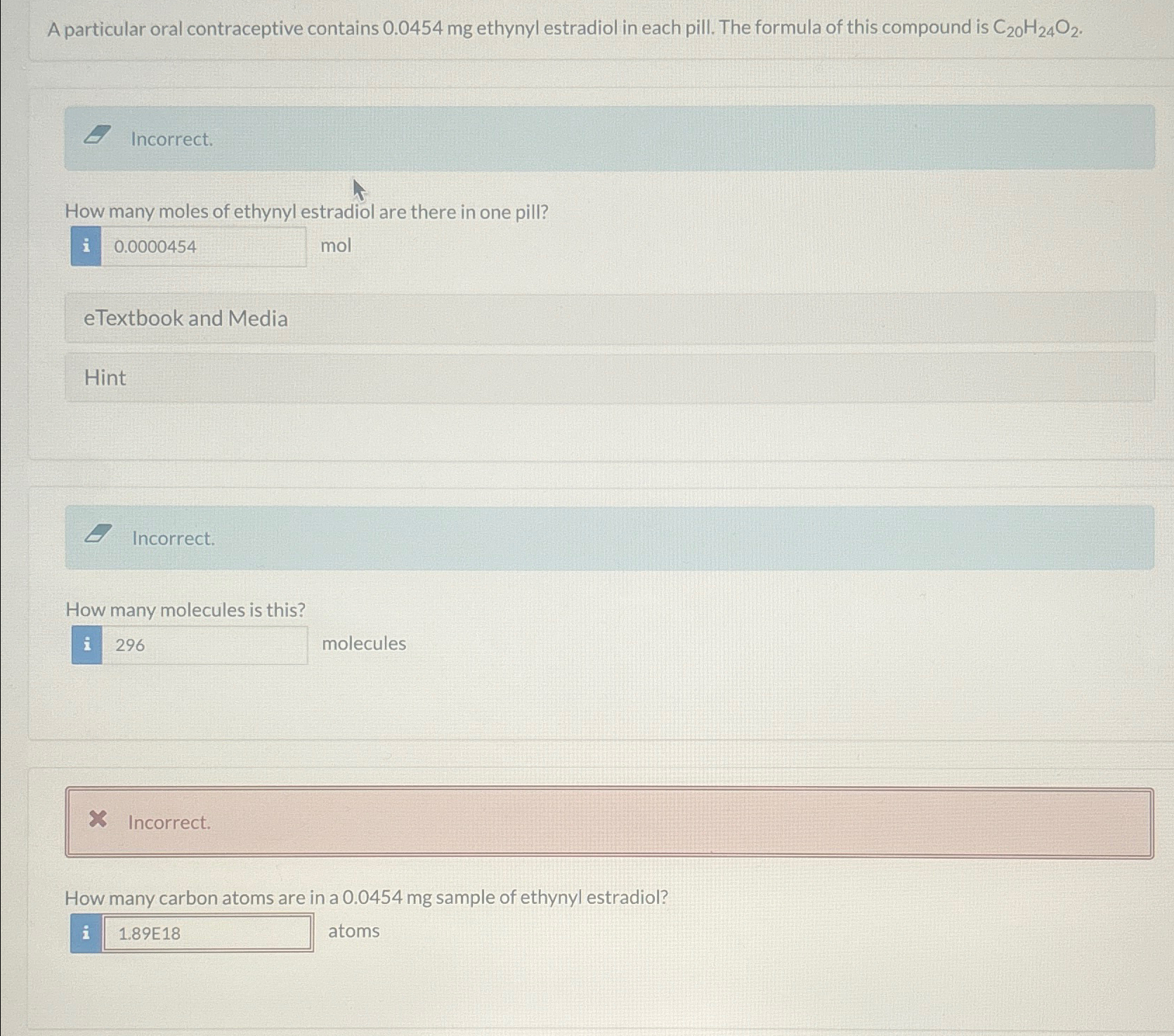 Solved A particular oral contraceptive contains 0.0454 ﻿mg | Chegg.com