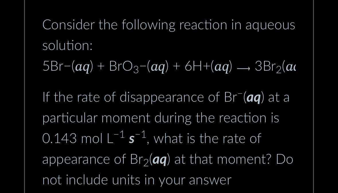 Solved Consider the following reaction in aqueous | Chegg.com