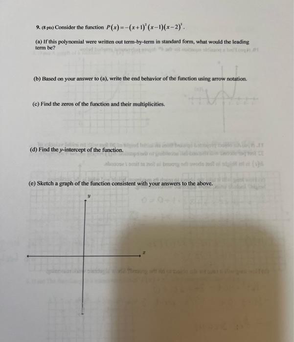 Solved 9. (8pts) Consider the function | Chegg.com