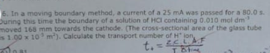 Solved 6. In a moving boundary method, a current of a 25 mA | Chegg.com