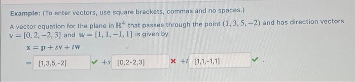 Solved Example: (To enter vectors, use square brackets, | Chegg.com