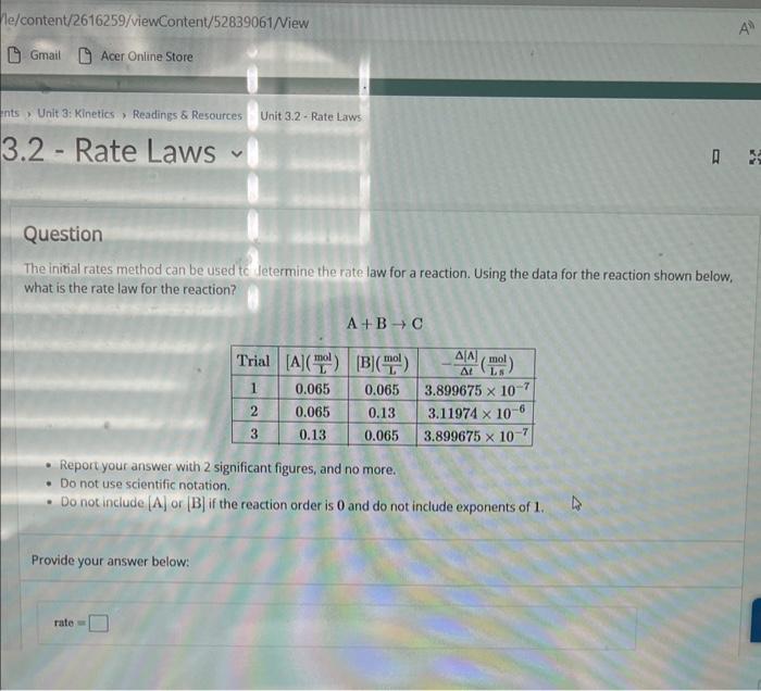 Solved The initial rates method can be used tc Jletermine | Chegg.com