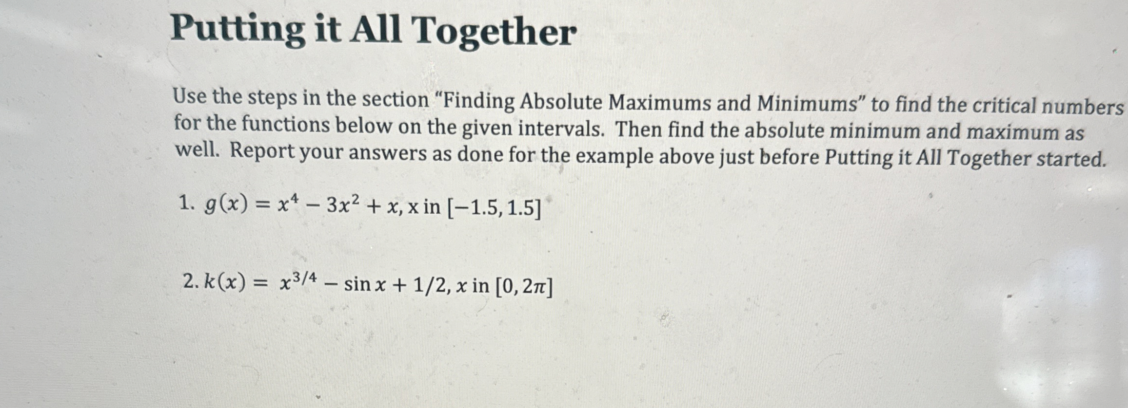 Solved (PLEASE ONLY MATLAB CODE)Putting it All TogetherUse | Chegg.com