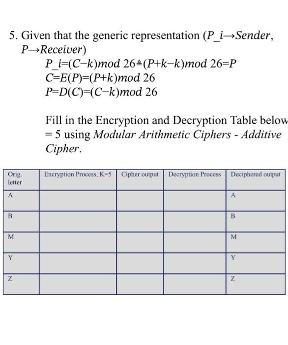 Solved 5. Given that the generic representation (P−i→ | Chegg.com