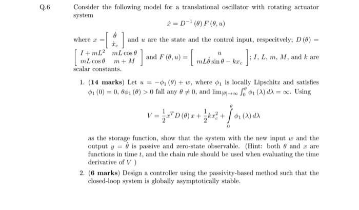 Solved Consider the following model for a translational | Chegg.com