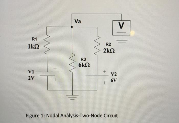 Solved Va V R1 1kΩ R2 2kΩ R3 6kΩ + V1 2V V2 6V Figure 1: | Chegg.com