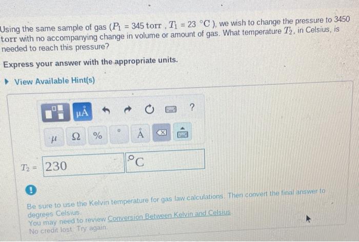 Solved Using the same sample of gas (P = 345 torr , T = 23 | Chegg.com