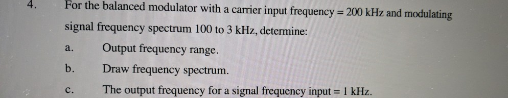 Solved For the balanced modulator with a carrier input | Chegg.com