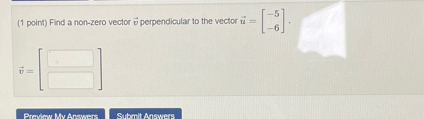 Solved (1 ﻿point) ﻿Find a non-zero vector vec(v) | Chegg.com