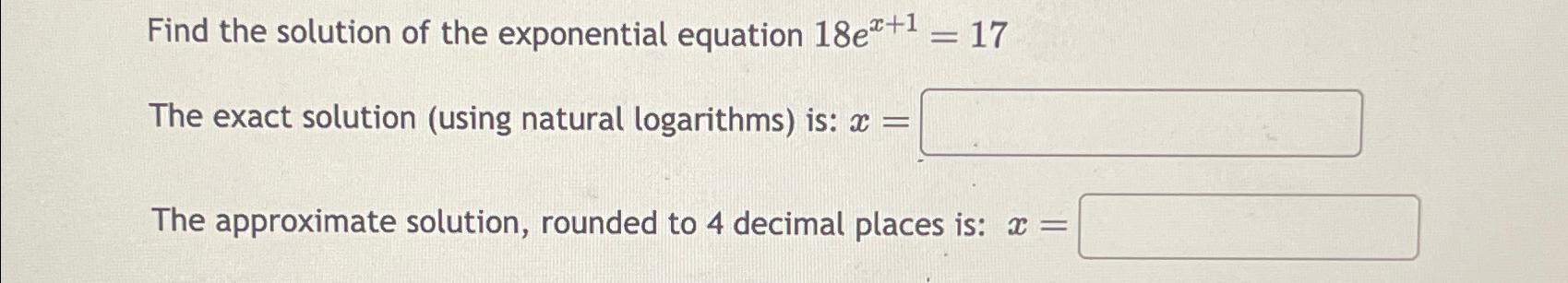 Solved Find the solution of the exponential equation | Chegg.com